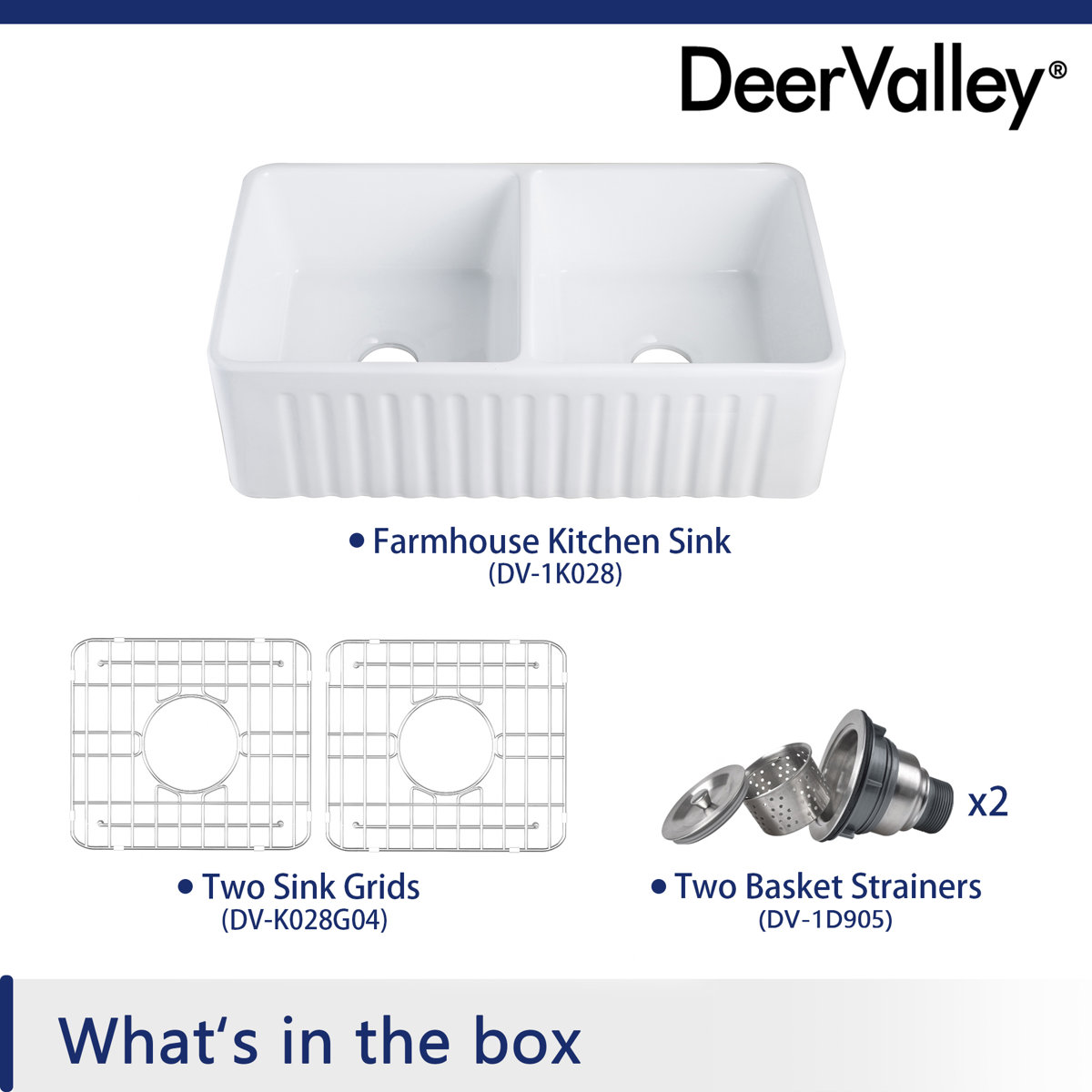 DeerValley Eclipse 33" L x 18" W Double Bowl Farmhouse Kitchen Sink with Accessories & Reviews ...